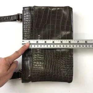 KGB | Bags | Kgb Brown Croc Multipocket Gusseted Zip Top Cross Body ...